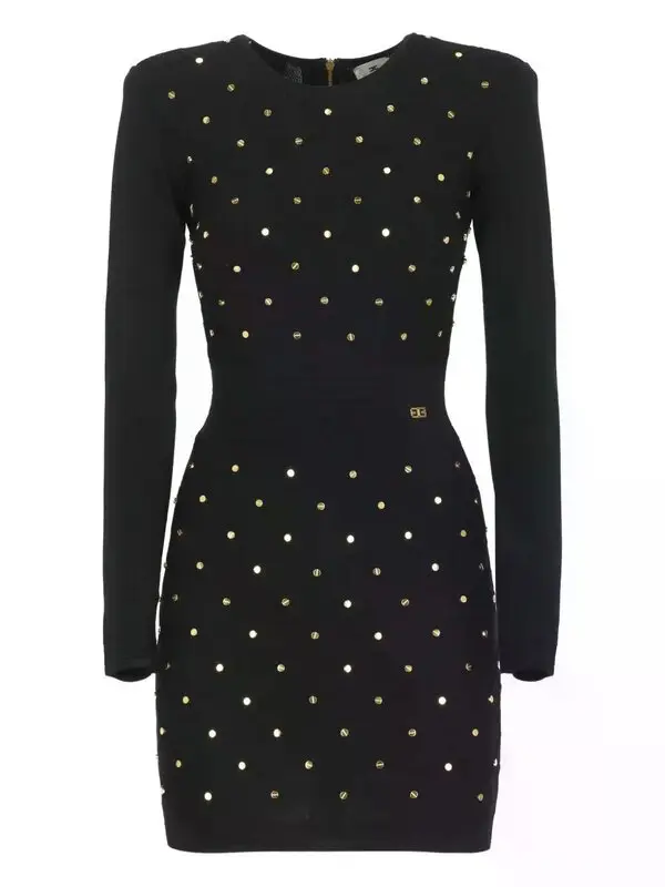 Elisabetta Franchi Mini Polka Dot Dress With Rear Zip - Black