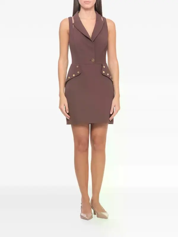 Elisabetta Franchi Sleeveless V-neck Dress - Brown