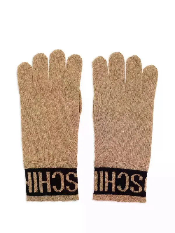 Moschino Intarsia Gloves - Brown