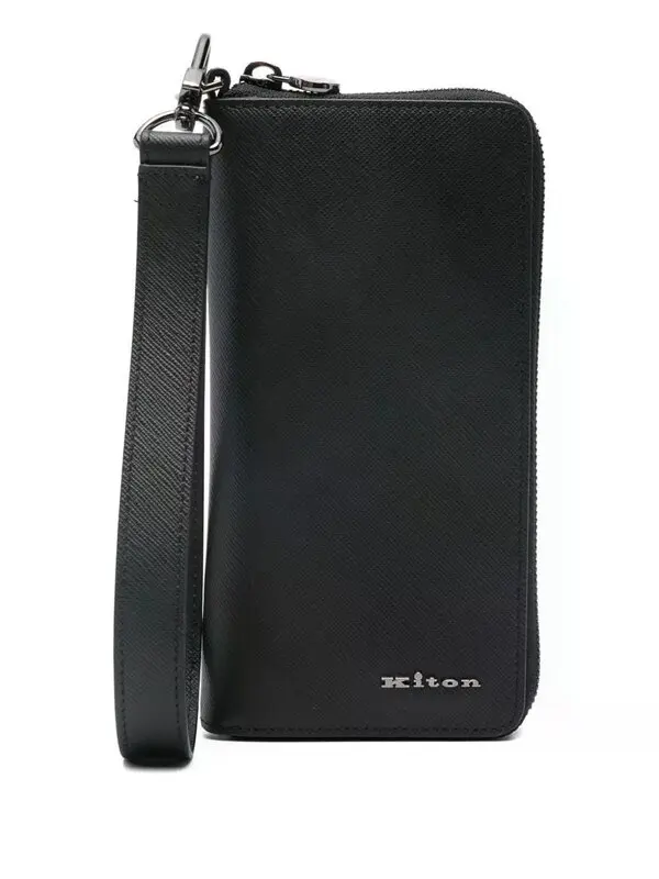 Kiton Zip-around Leather Wallet - Black