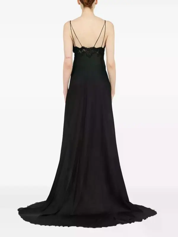 Roberto Cavalli Lace-Paneled Silk Maxi Evening Dress In Black - 30% Off |  Editorialist