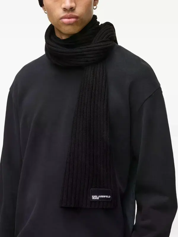 Karl Lagerfeld Ribbed Logo-patch Scarf