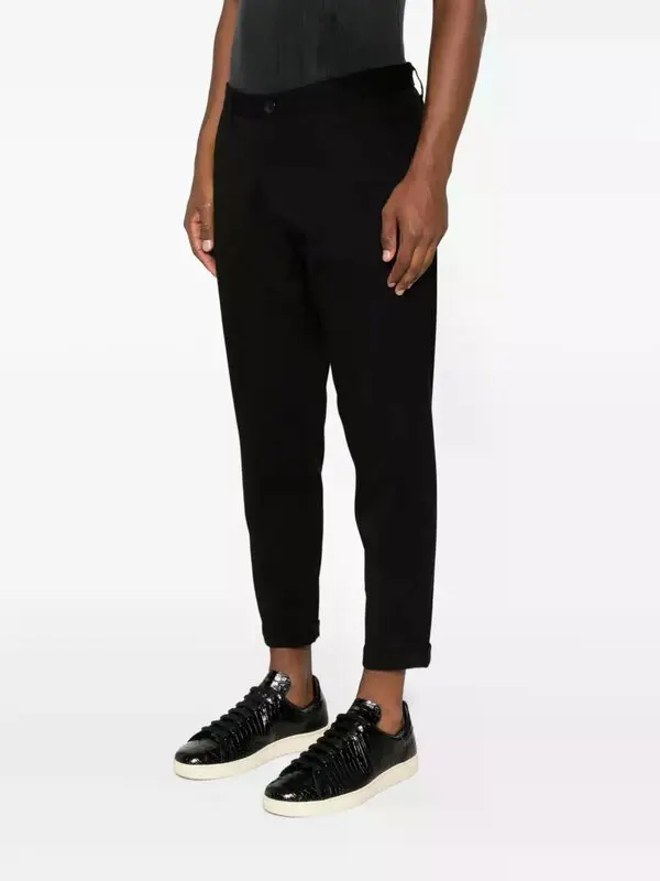 Imperial Cuffed Cotton Trousers - Black