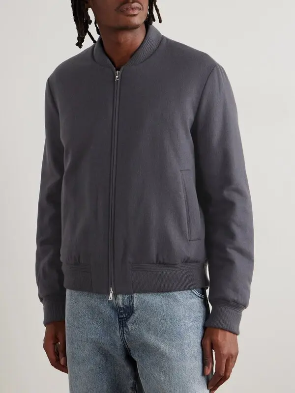 Mr P. Padded Cashmere-blend Bomber Jacket - Gray