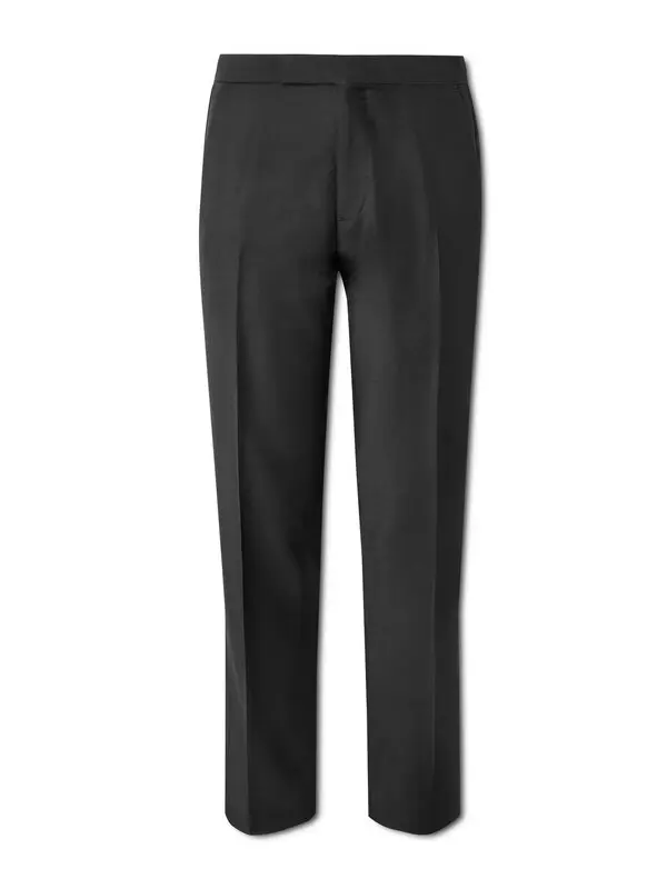 Mr P. Mike Straight-leg Wool, Mohair And Silk-blend Twill Tuxedo Trousers - Black