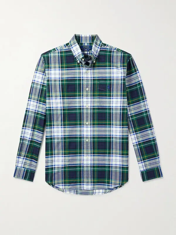 Polo Ralph Lauren Button-down Collar Logo-embroidered Checked Cotton Oxford Shirt
