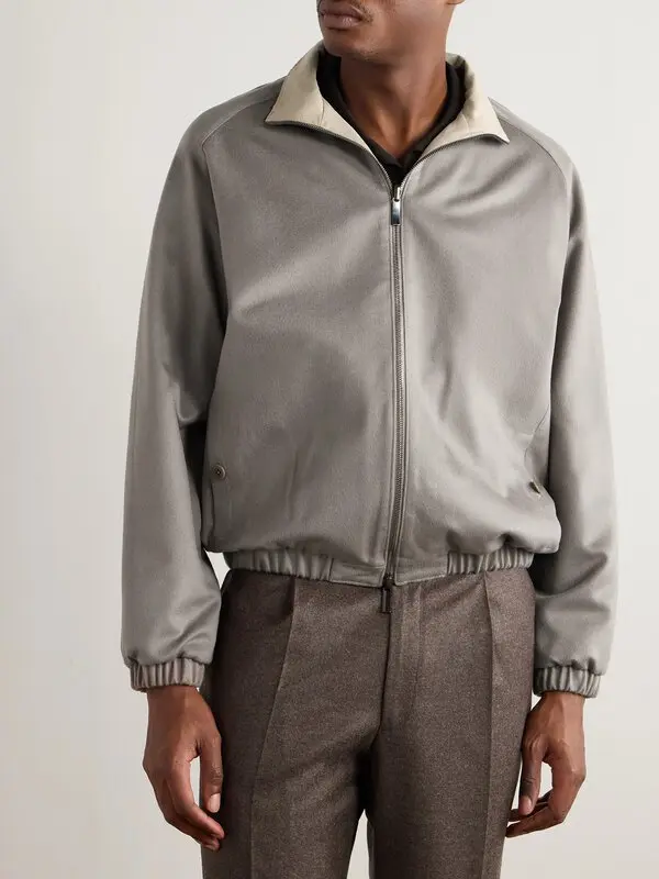STOFFA Reversible Brushed-cashmere Bomber Jacket - Gray