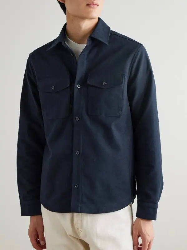 Mr P. Organic Cotton-blend Moleskin Overshirt - Blue