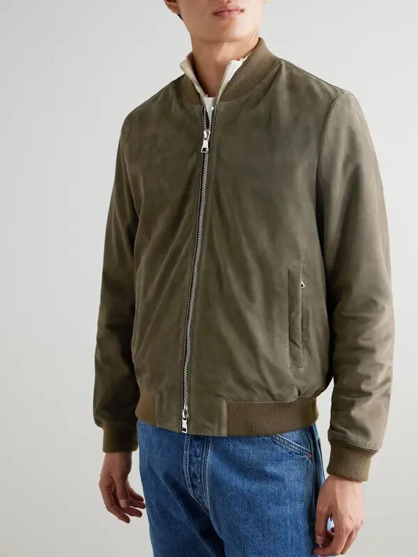Mr P. Suede Bomber Jacket - Green