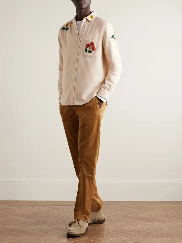 Portuguese Flannel Embroidered Organic Cotton-flannel Shirt