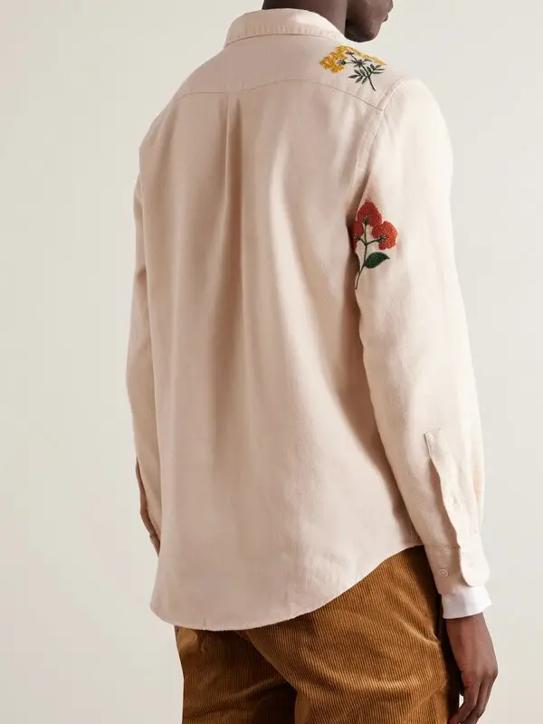 Portuguese Flannel Embroidered Organic Cotton-flannel Shirt