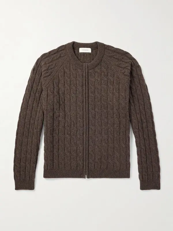 MFPEN Editor Cable-knit Wool Zip-up Cardigan