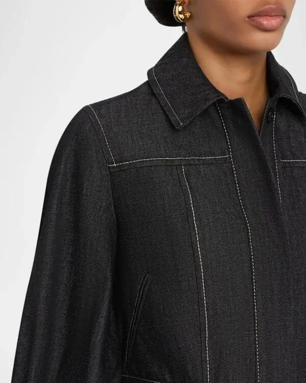 Dice Kayek Blouson-sleeve Crop Denim Jacket