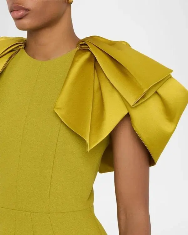 Dice Kayek Satin Bow-sleeve Mini Crepe Dress