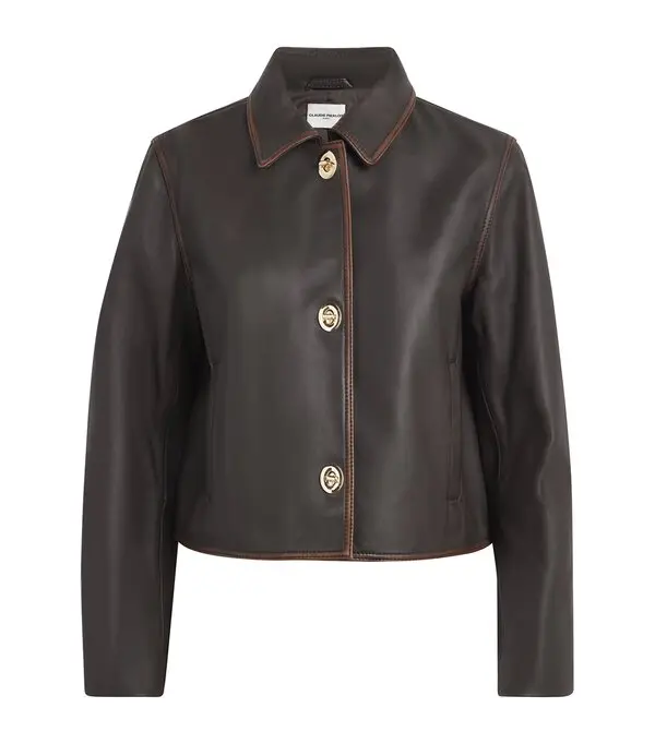 Claudie Pierlot Cropped Leather Turn-lock Jacket - White