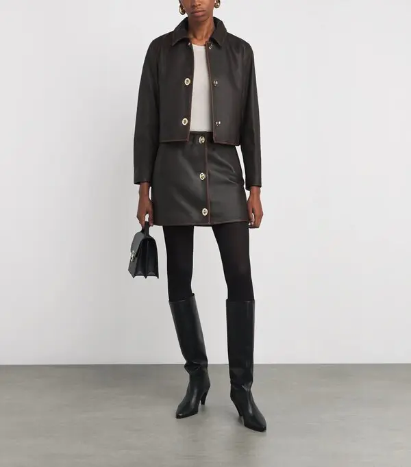 Claudie Pierlot Cropped Leather Turn-lock Jacket - White