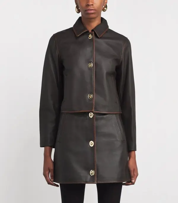 Claudie Pierlot Cropped Leather Turn-lock Jacket - White