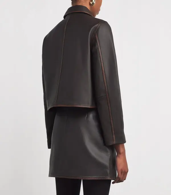 Claudie Pierlot Cropped Leather Turn-lock Jacket - White