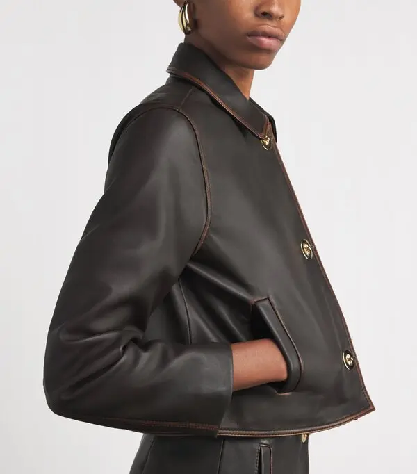Claudie Pierlot Cropped Leather Turn-lock Jacket - White