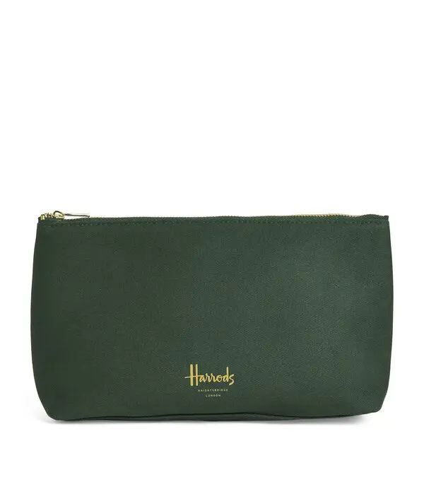 Harrods Zipped Logo Cosmetic Bag - Green
