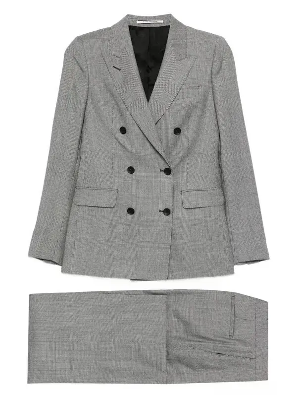 Tagliatore Double-breasted Checked Wool Blazer