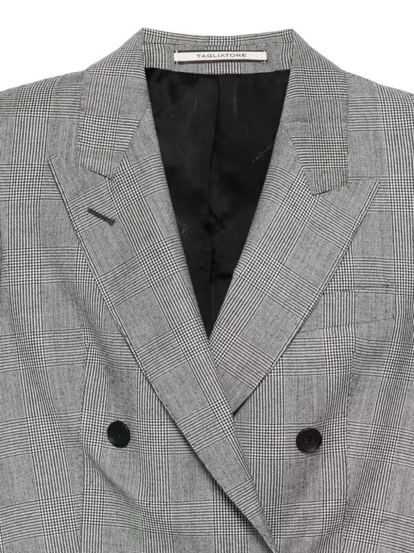 Tagliatore Double-breasted Checked Wool Blazer