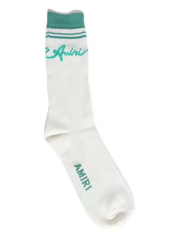 Amiri Stripe-logo Crew Socks - White