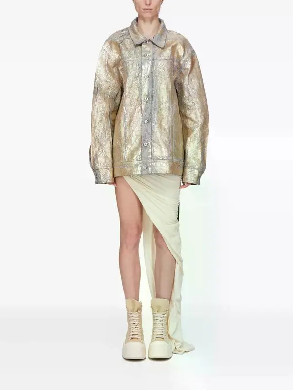 Rick Owens Metallic Cracked-effect Jacket