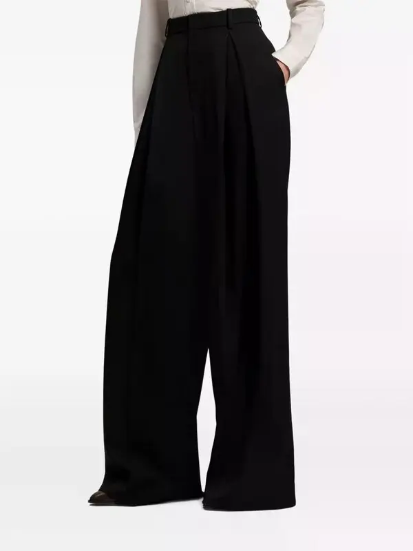 Ralph Lauren Pleated Wide-leg Trousers - Black