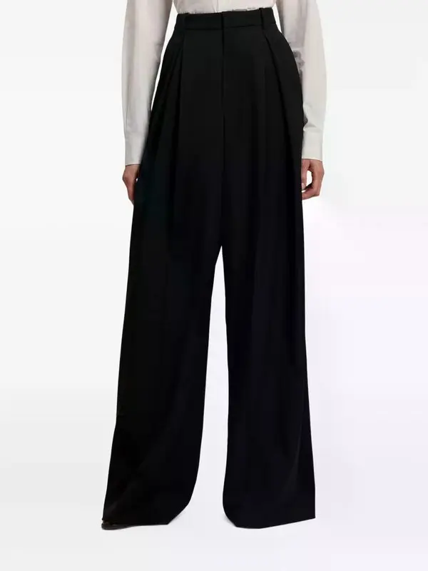 Ralph Lauren Pleated Wide-leg Trousers - Black