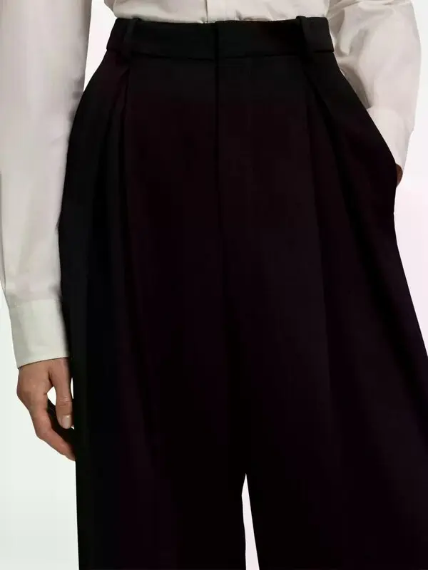 Ralph Lauren Pleated Wide-leg Trousers - Black