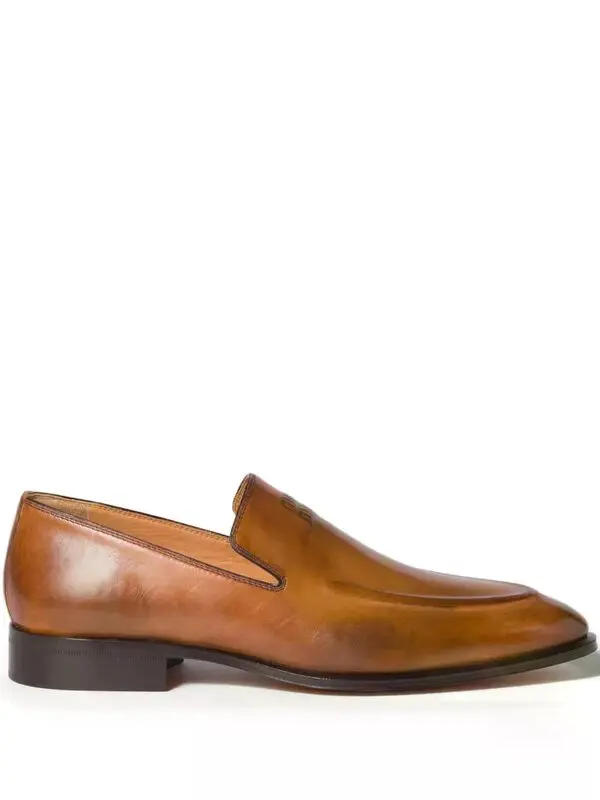 Miu Miu Embossed Logo Loafers - Brown