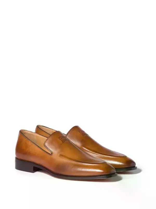 Miu Miu Embossed Logo Loafers - Brown