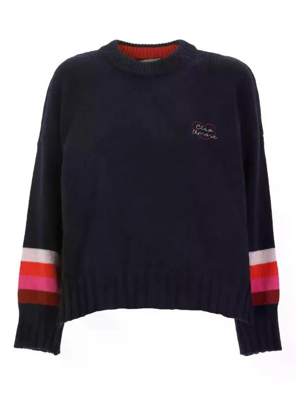 Giada Benincasa Crew-neck Sweater With Striped Cuffs