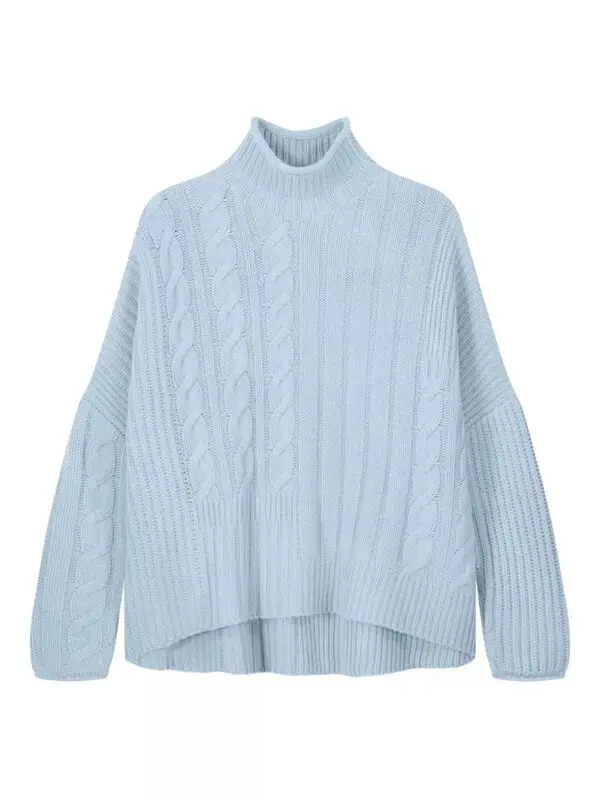 Eric Bompard Cable-knit High-neck Cashmere Sweater - Blue
