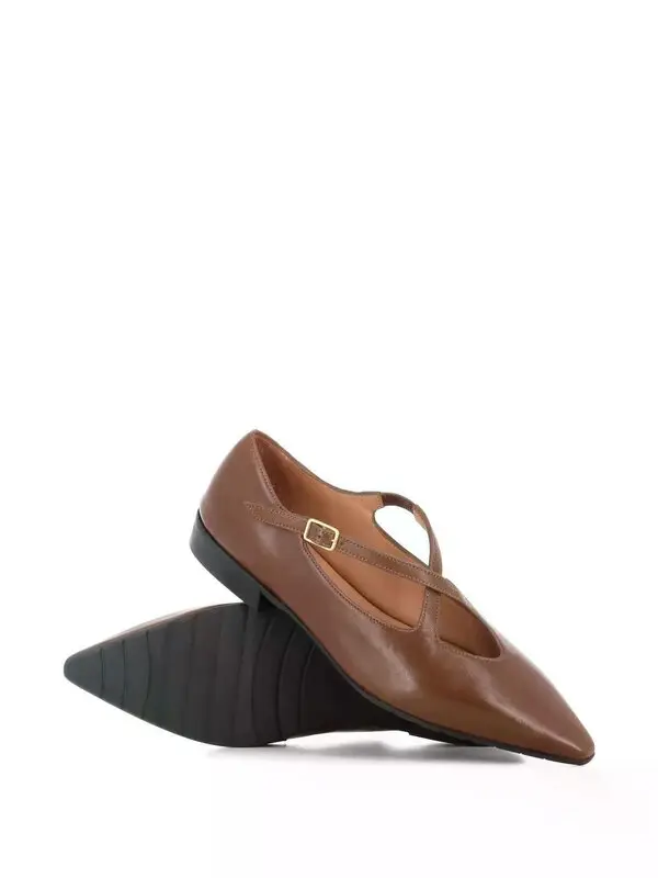 TASSINARI Leather Buckle-strap Flat Pumps - Brown