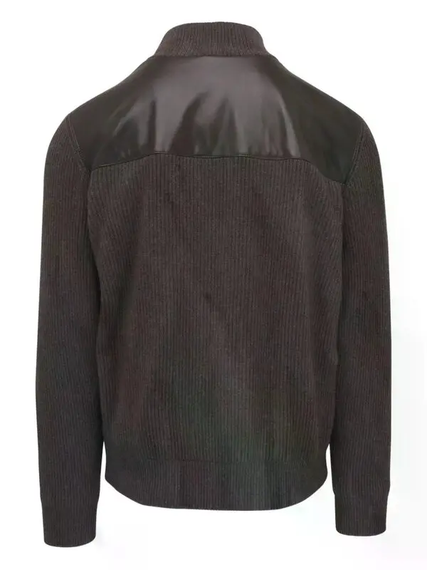 Brunello Cucinelli Leather-paneled Ribbed-knit Jacket