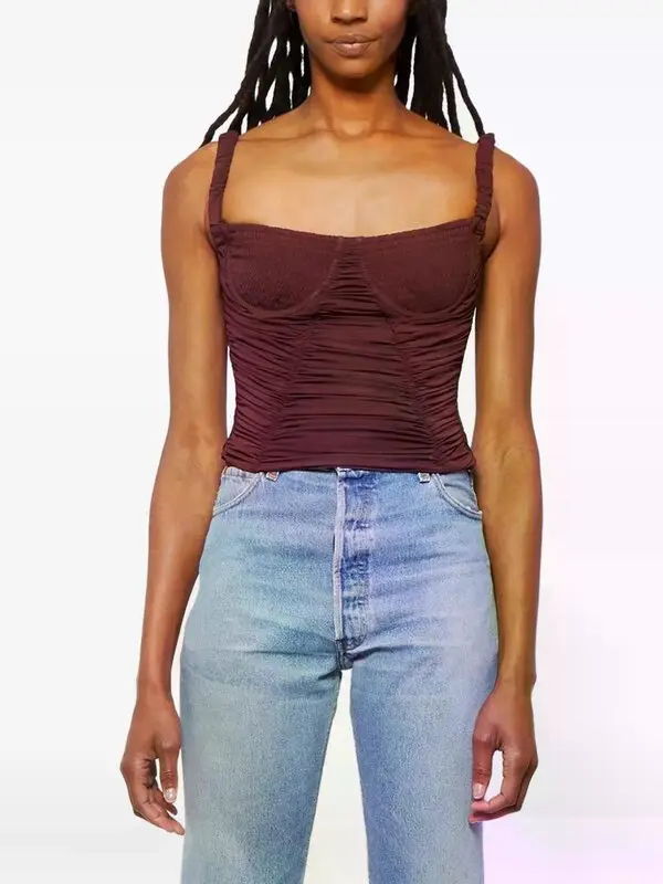 DION LEE Smocked Corset Top