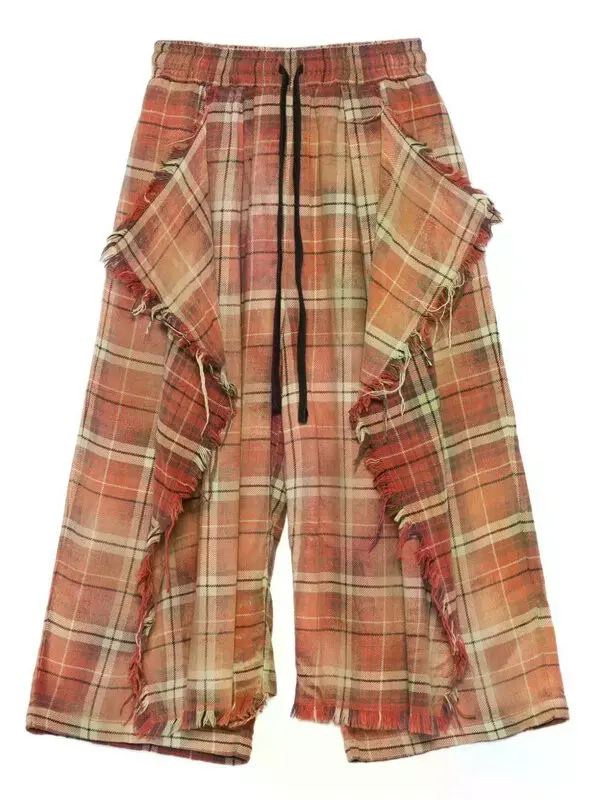 R13 Frayed Plaid Trousers