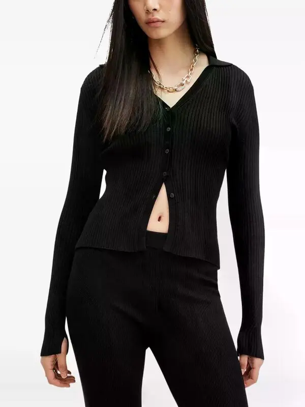 ALLSAINTS Cruz Ribbed Button-up Cardigan - Black