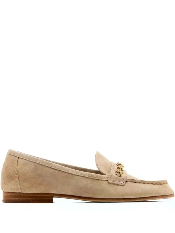 Veronica Beard Chain-embellished Suede Loafers