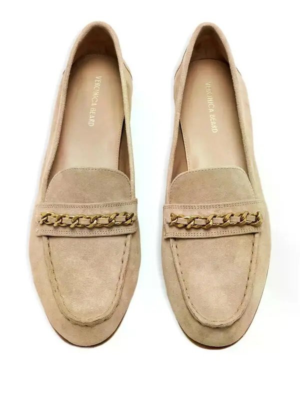 Veronica Beard Chain-embellished Suede Loafers