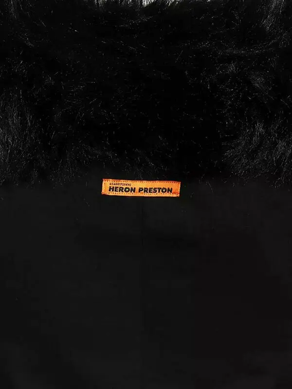 Heron Preston Fur-trimmed Strapless Mini Dress