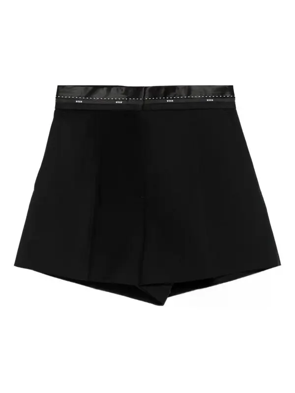 MSGM Pleated Satin-trimmed Shorts - Black