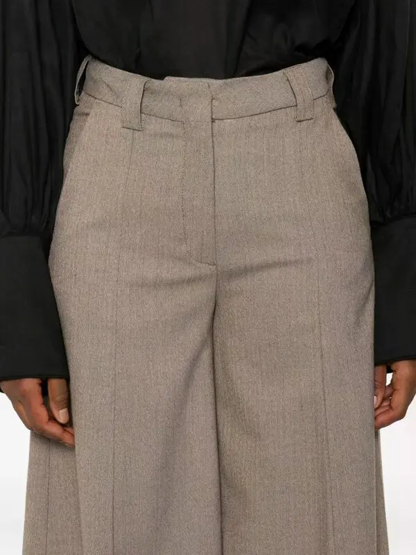 THELATEST Pleat-detail Cotton Trousers - Neutrals