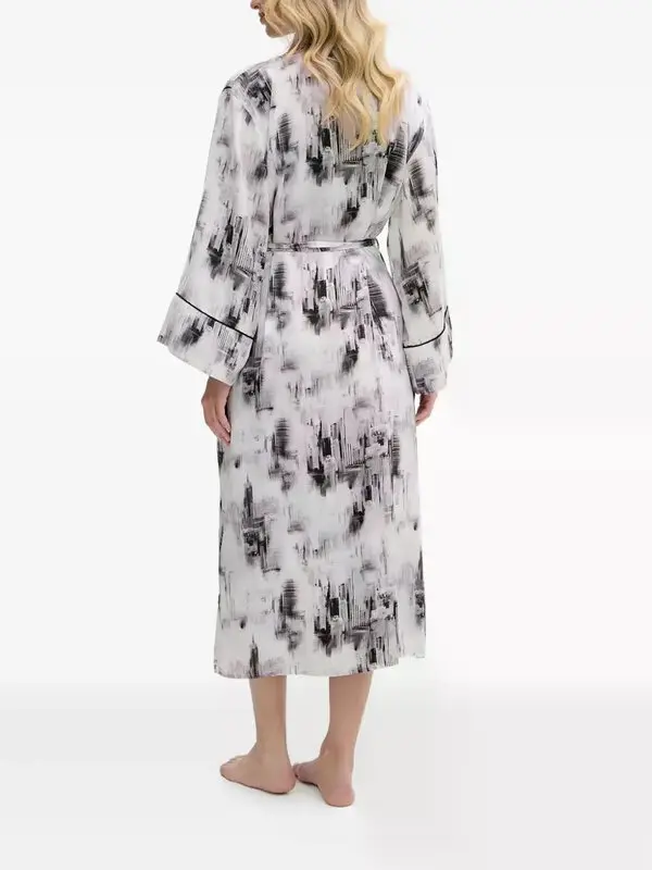 Dkny Abstract-print Belted Robe