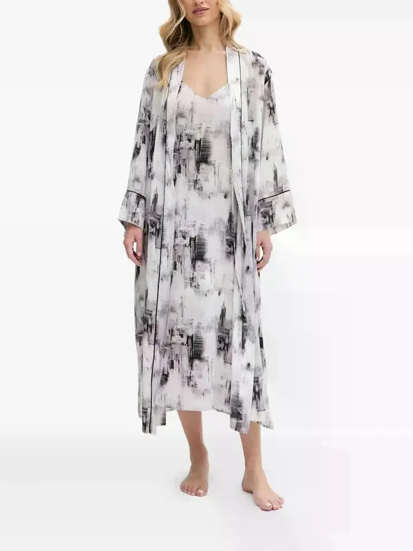 Dkny Abstract-print Belted Robe