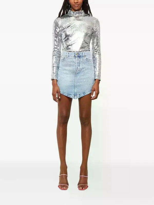 Brandon Maxwell Sequin Embellished Mock-neck Bodysuit