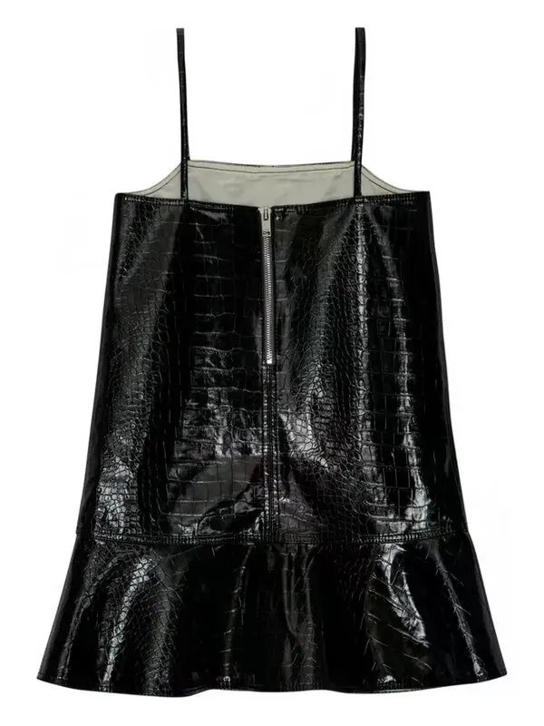 GANNI Crocodile-effect Flared Mini Dress