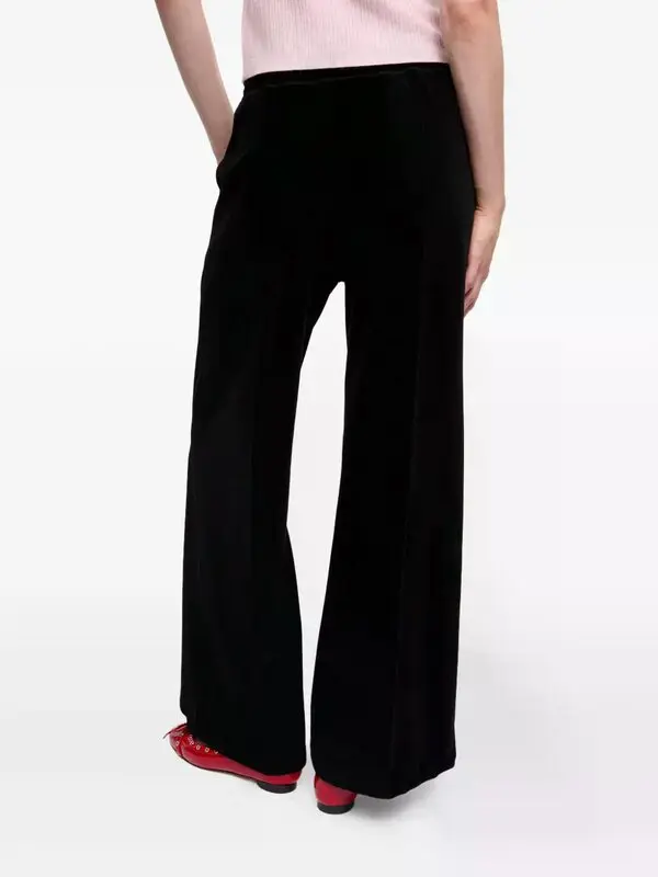 GANNI Velour Panelled Straight Trousers
